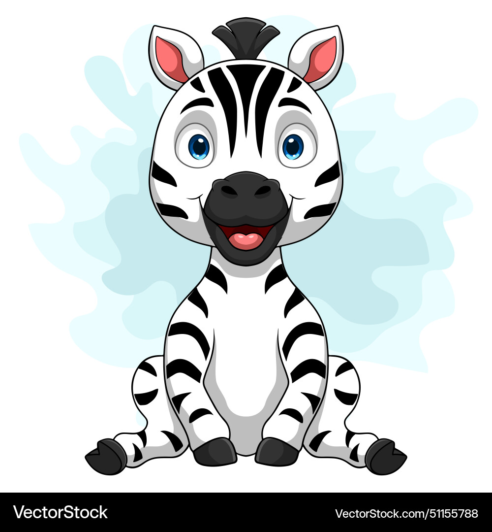 Cartoon zebra on white background Royalty Free Vector Image