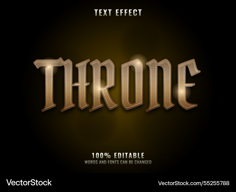 Fantasy golden medieval throne text effect Vector Image