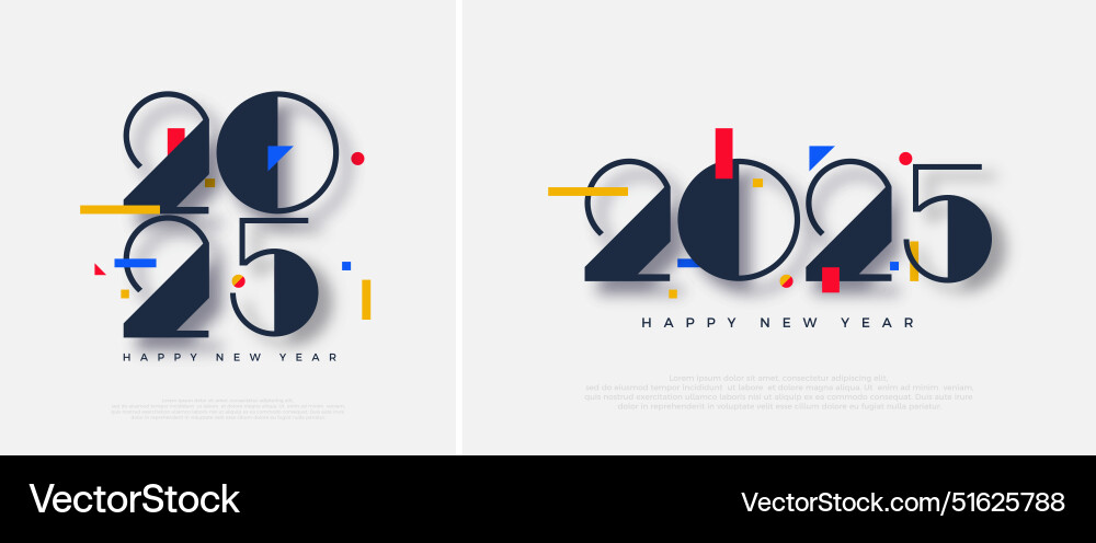 Happy new year 2025 number greeting and Royalty Free Vector