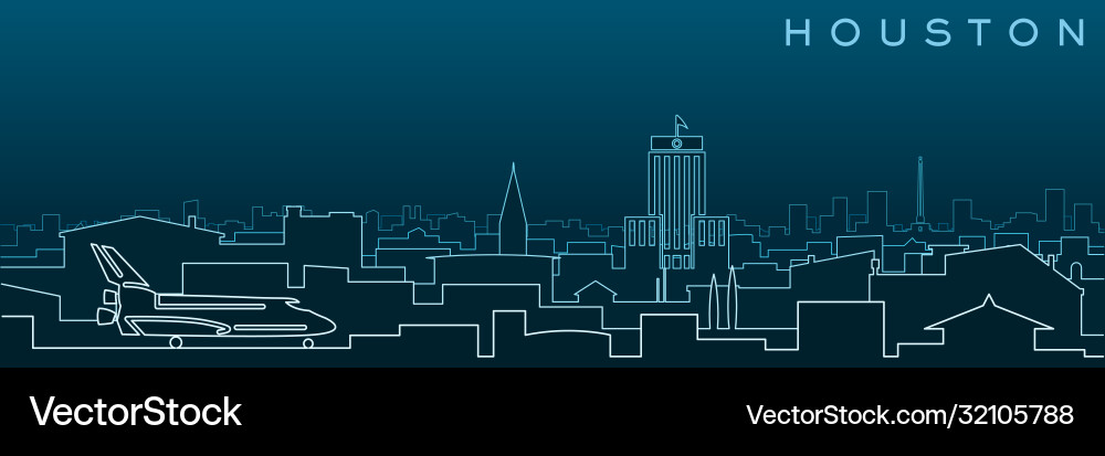 Houston multiple lines skyline and landmarks Vector Image