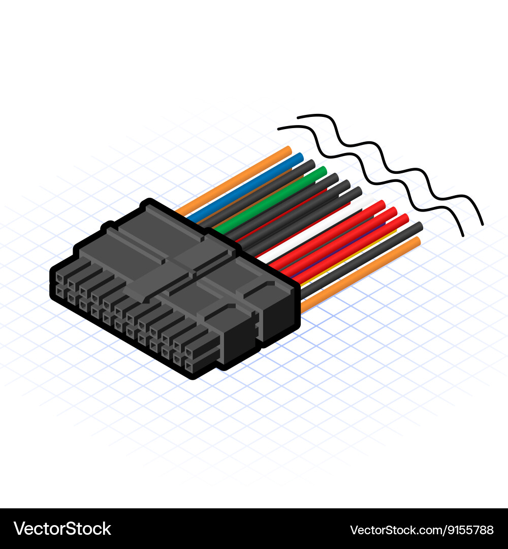Isometric 24 pin atx connector Royalty Free Vector Image