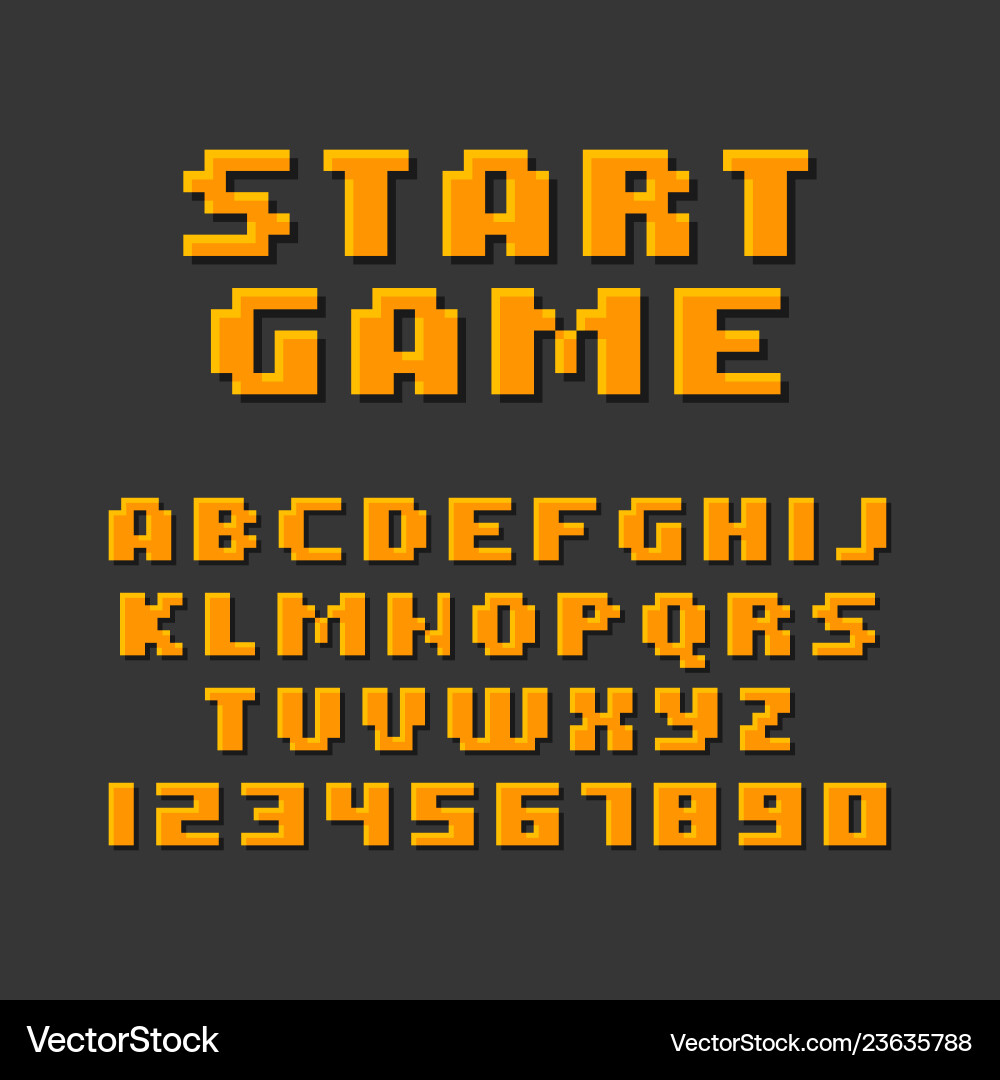 Pixel retro style video game font Royalty Free Vector Image