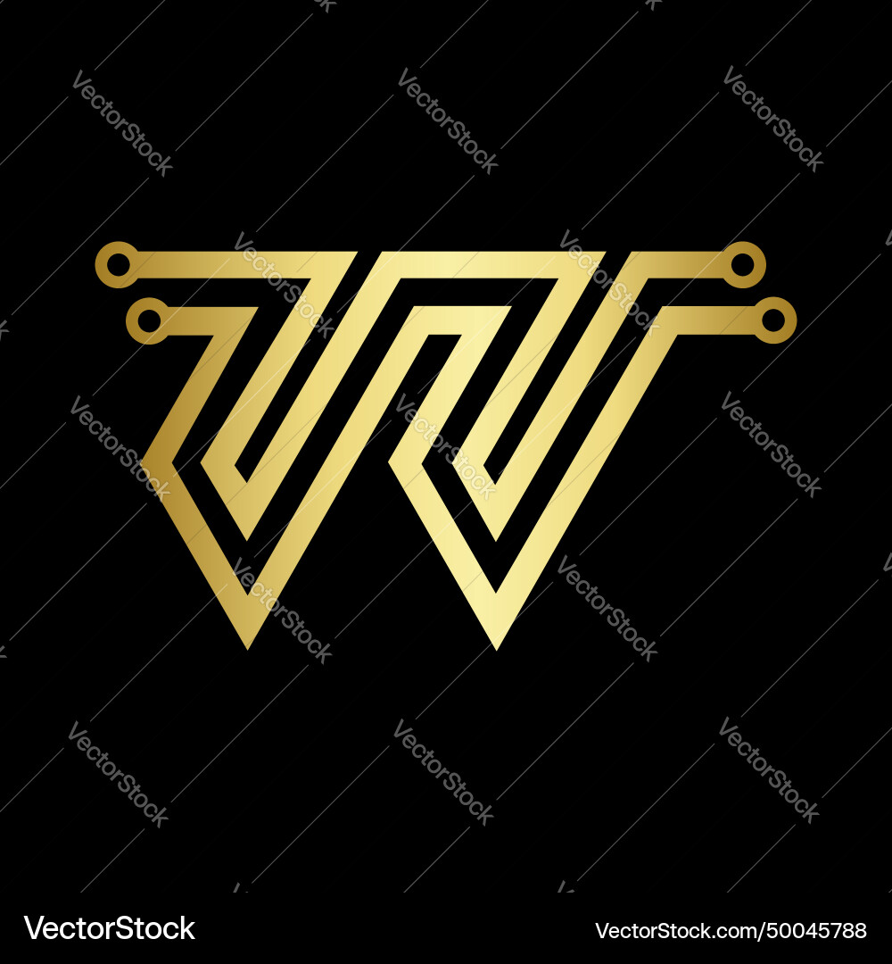 Royal Letter w gold technology logo Lizenzfreier Vektor
