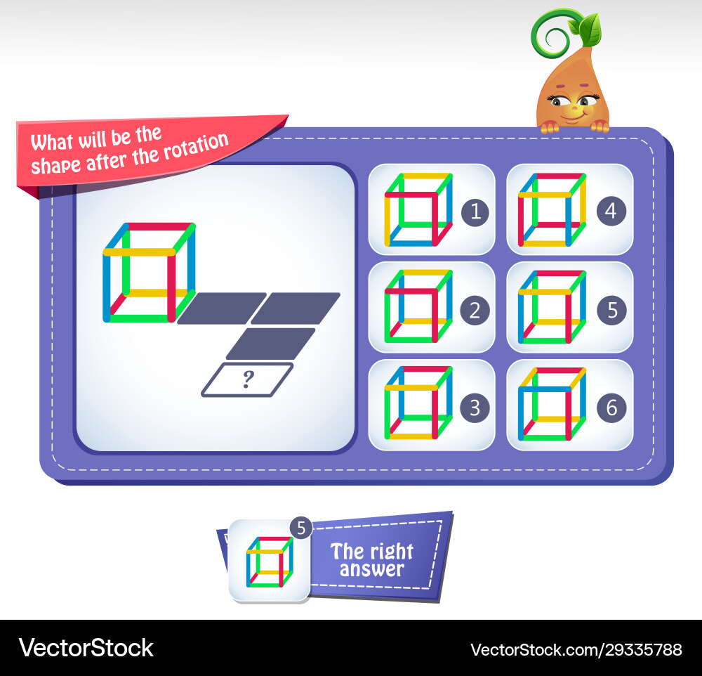 Shape after rotation thinking puzzles Royalty Free Vector