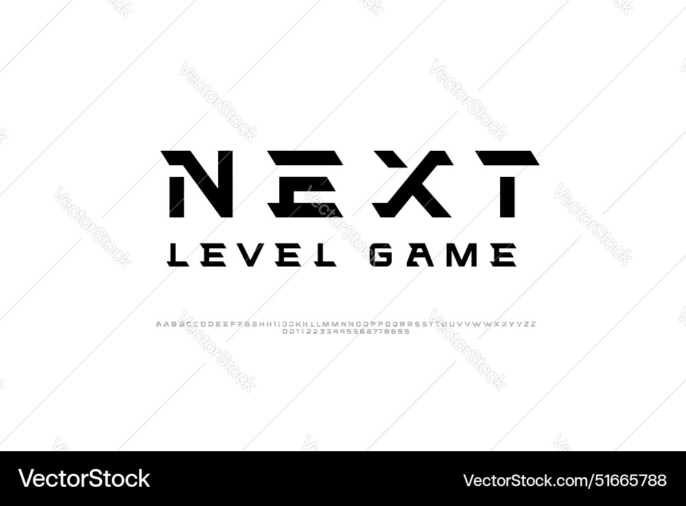 Tech bold font digital cyber thick alphabet Vector Image