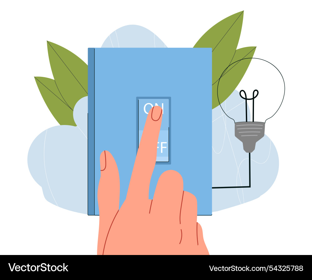 Turning off lights person tturns Royalty Free Vector Image