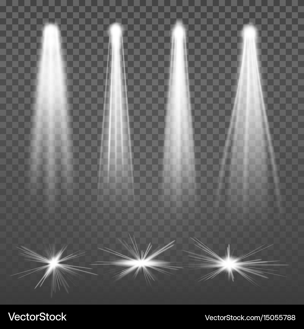 White beam lights spotlights glowing light Vector Image