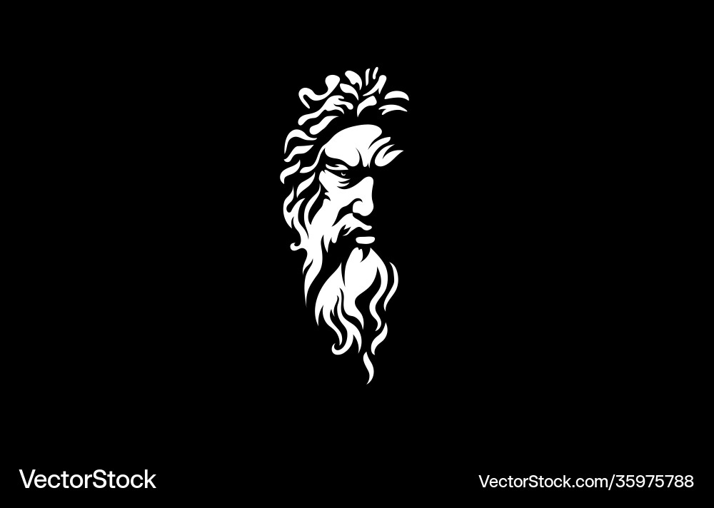 Zeus face black and white art abstract Royalty Free Vector