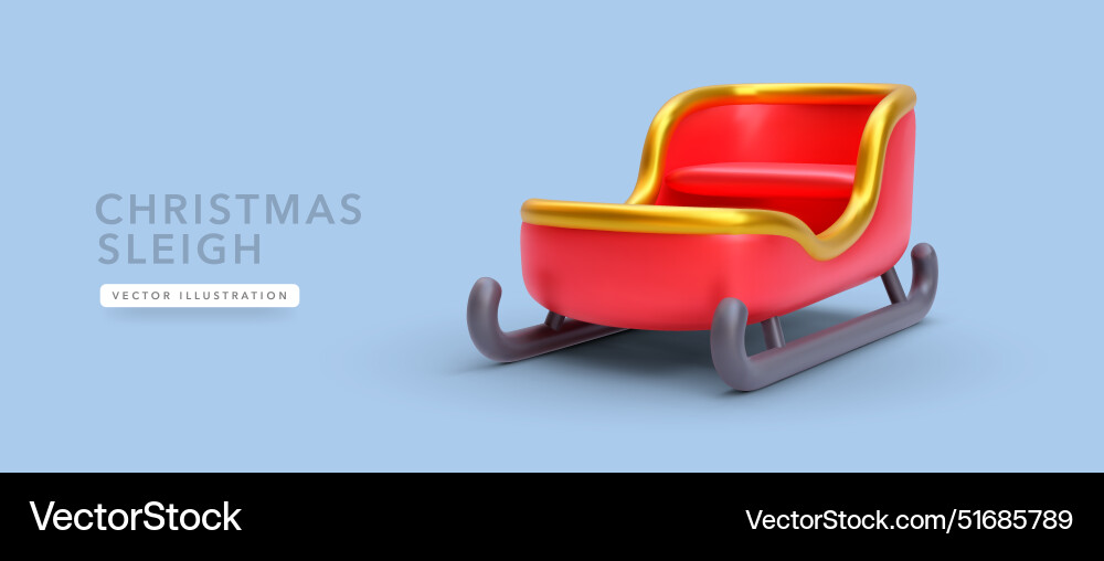 3d realistic red empty santas christmas sleigh Vector Image