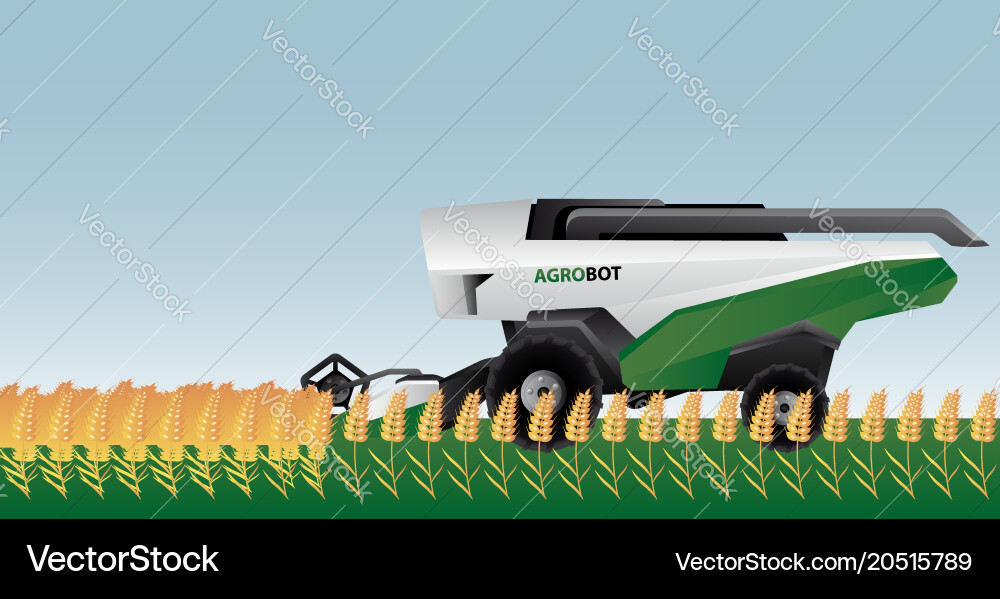 Autonomous combine harvester on a field Royalty Free Vector