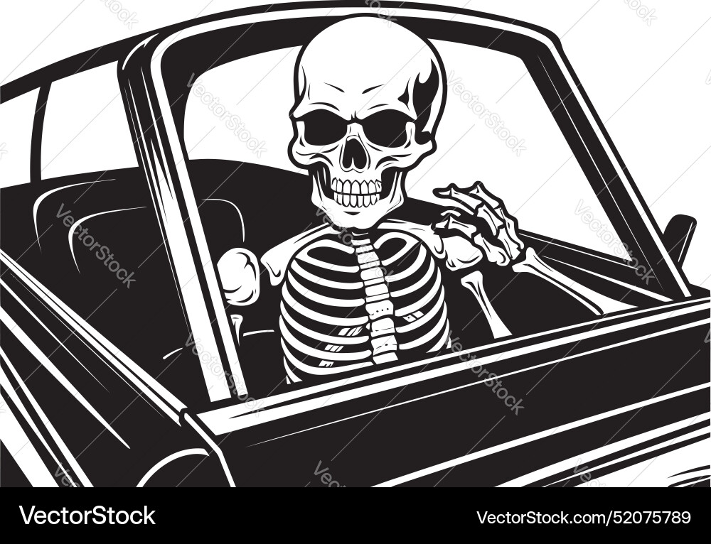 Bone cruiser skeleton driving car icon design Vector Image