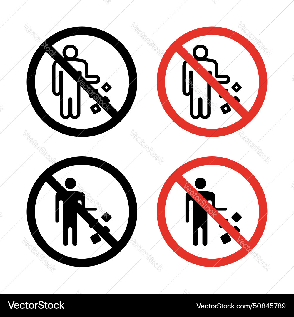 Do not litter sign icon set garbage throw clean Vector Image