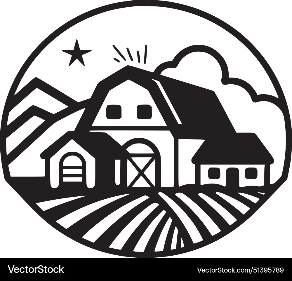 Farm - black and white isolated icon Royalty Free Vector