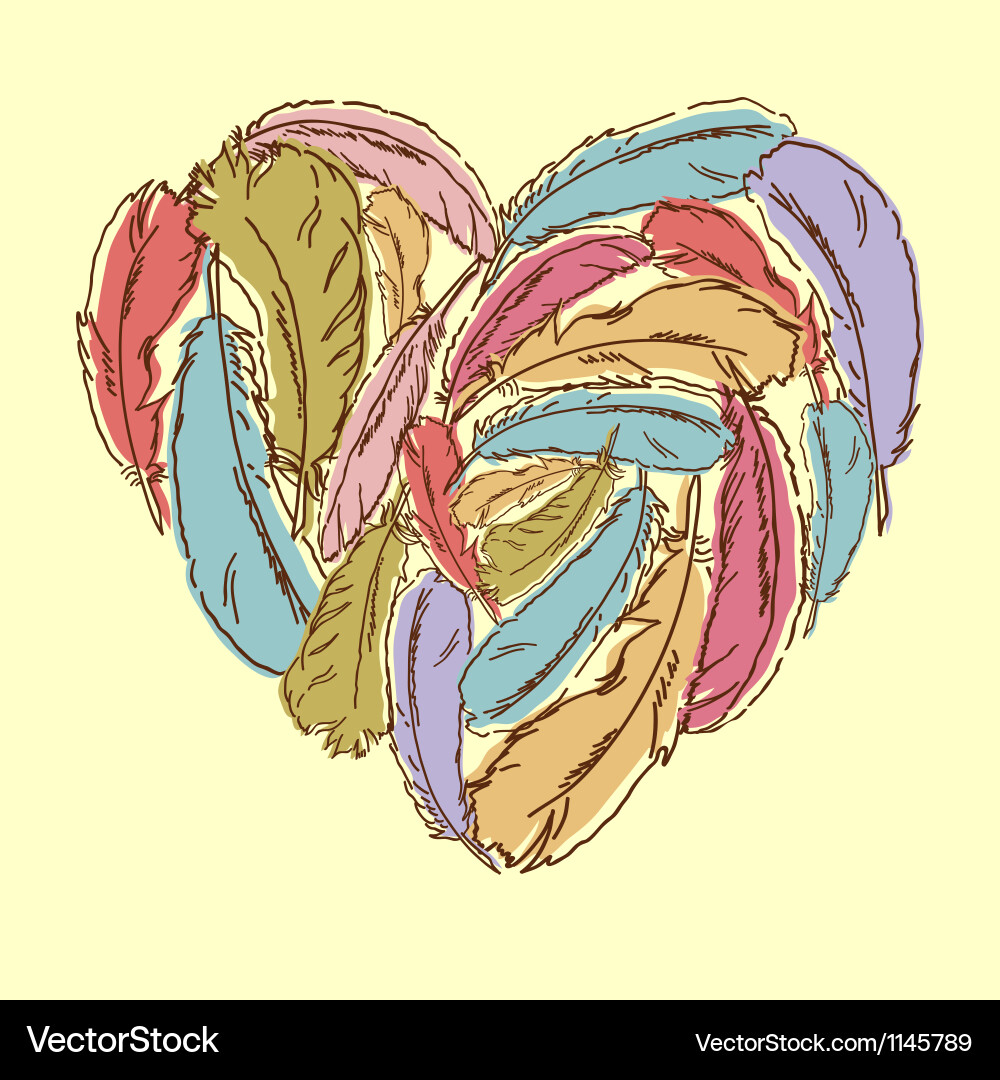 Feather heart Royalty Free Vector Image - VectorStock