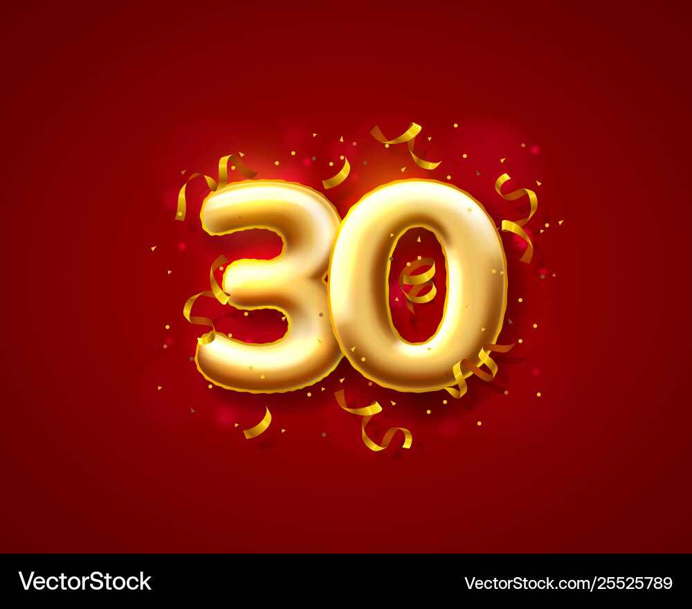 Festive ceremony balloons 30th numbers Royalty Free Vector