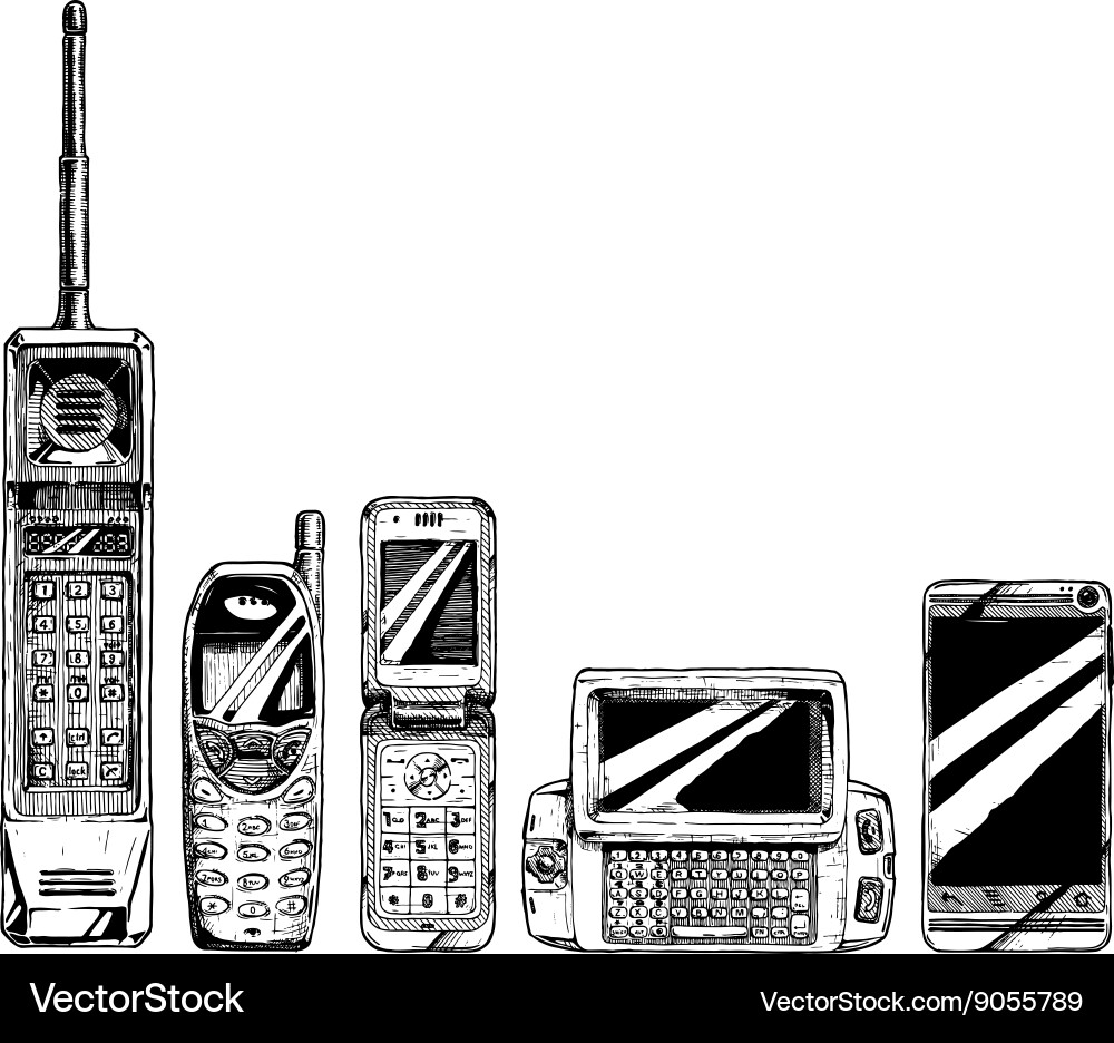 Mobile Phone Evolution Timeline Royalty Free Vector Image