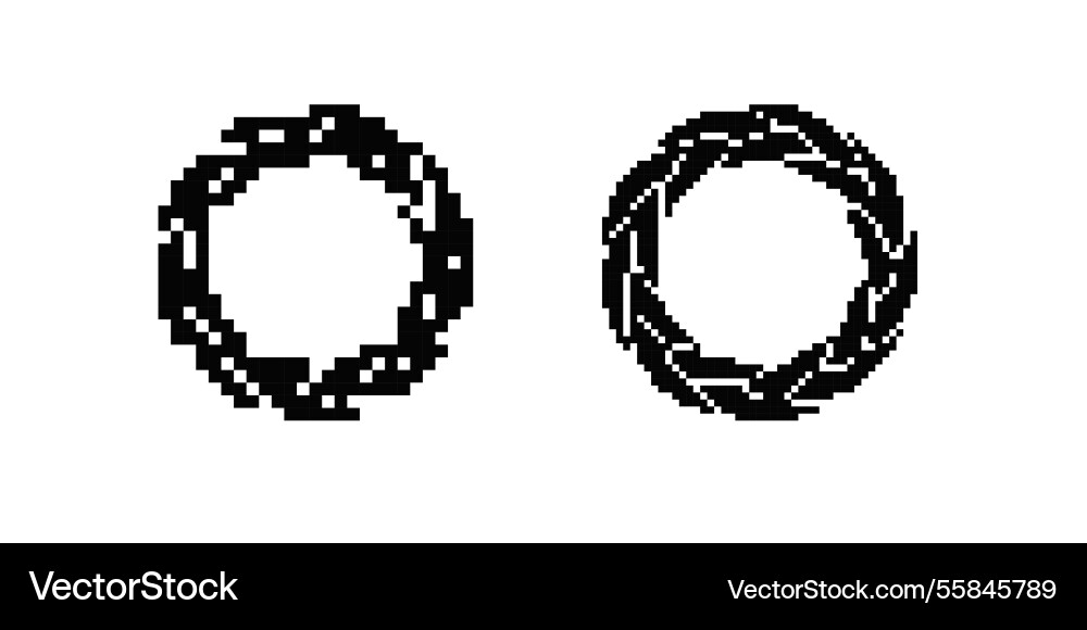 Pixelated circular designs with open centers Vector Image