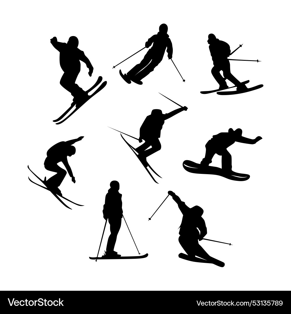Skiing shapes icon pack Royalty Free Vector Image