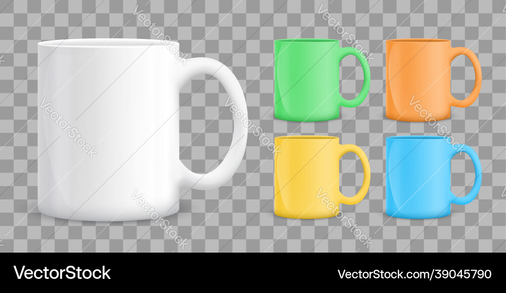 Ceramic mug templates set mockup Royalty Free Vector Image