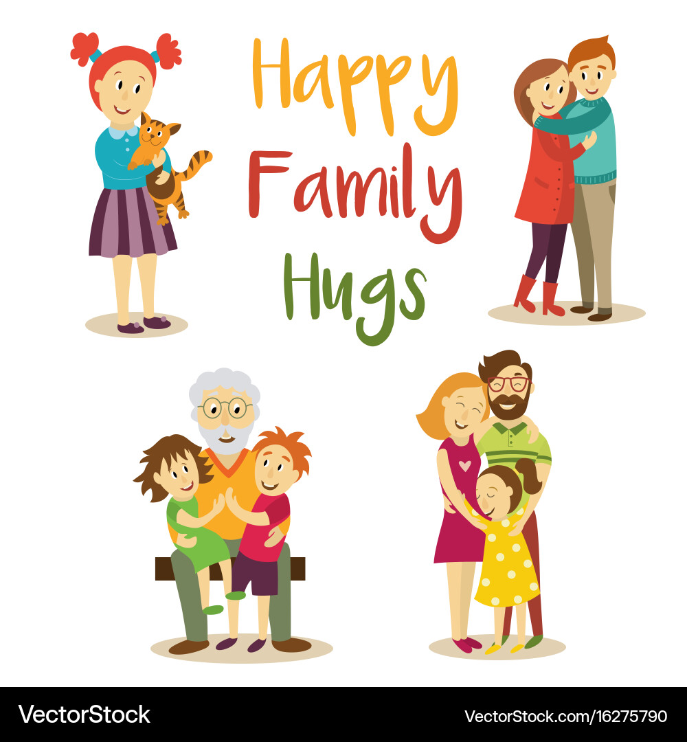 Family Hugging Cartoon