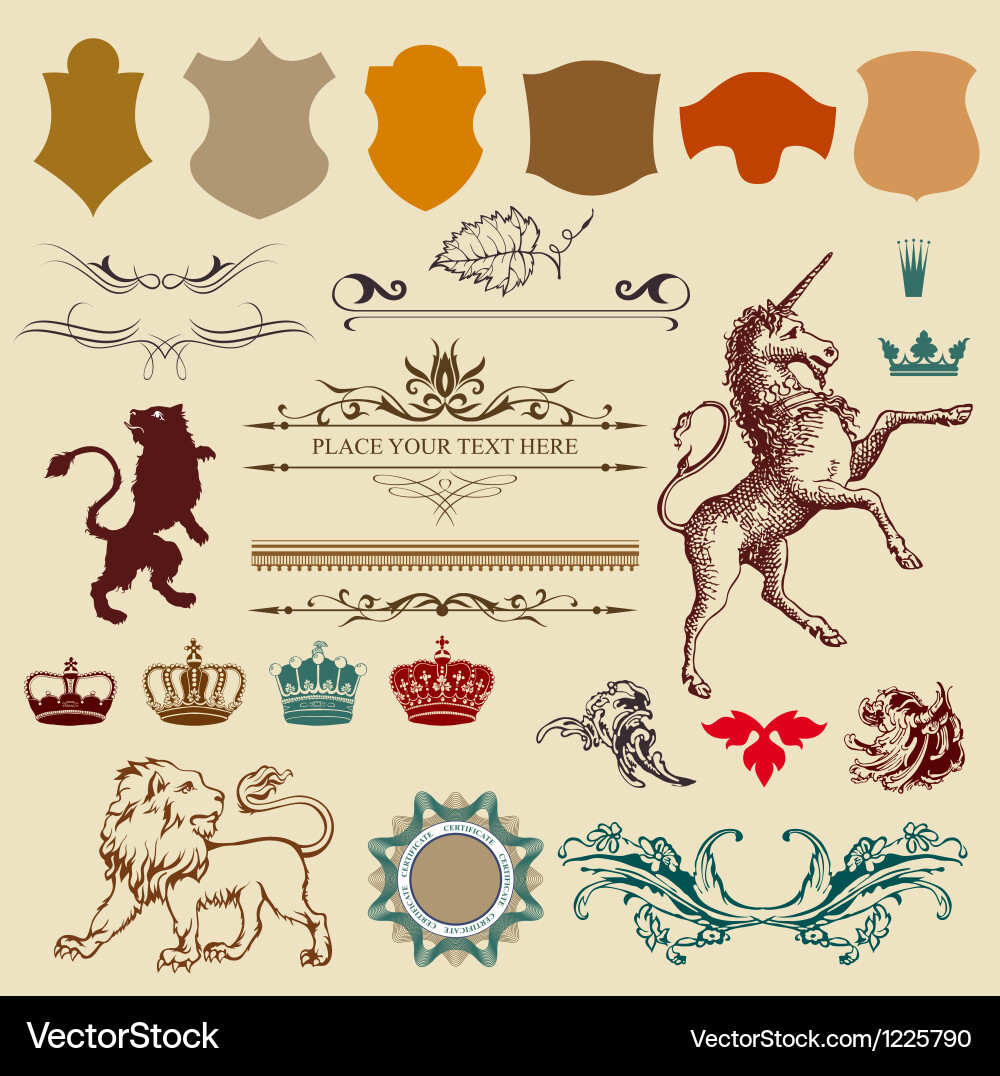 Heraldry design elements Royalty Free Vector Image