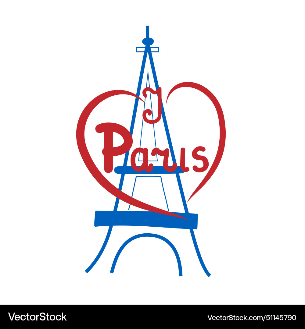 Lettering i love paris and eiffel tower Royalty Free Vector