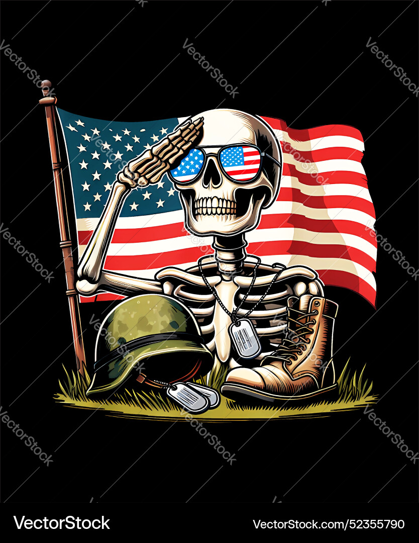Skeleton american flag Royalty Free Vector Image