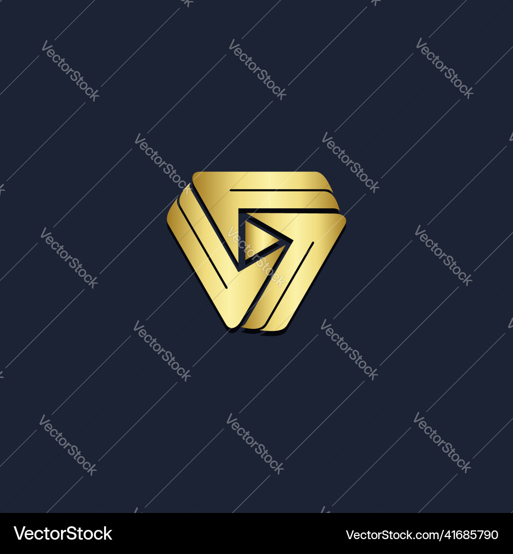 Triangle circle tech gold logo Royalty Free Vector Image