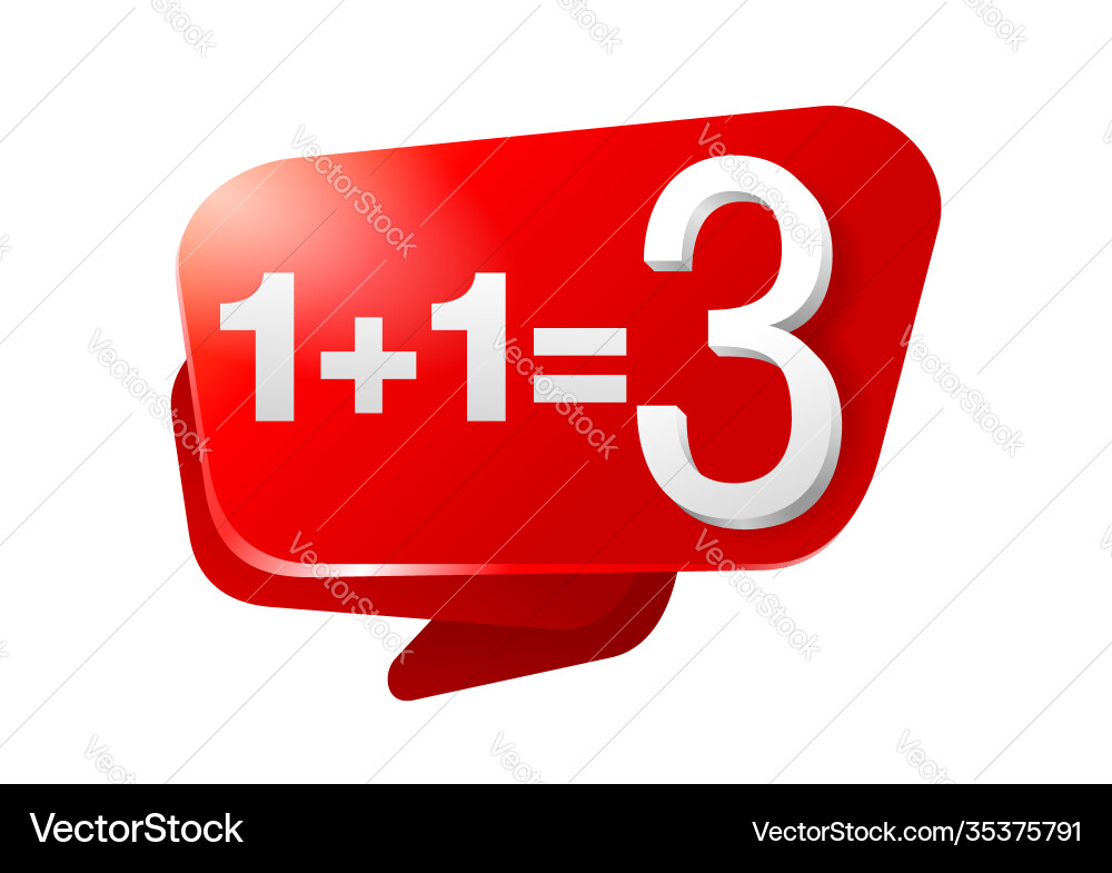 1 plus is 3 badge - buy two and get three Vector Image