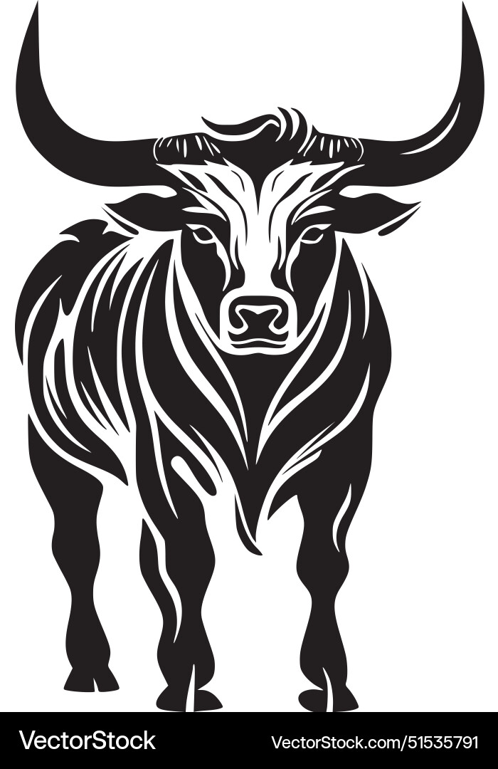Bull - black and white Royalty Free Vector Image