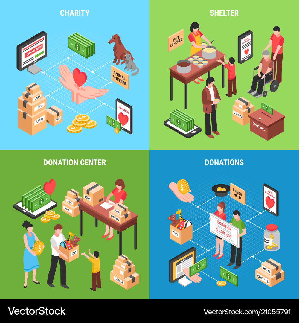 Charity Isometric Icons Royalty Free Vector Image