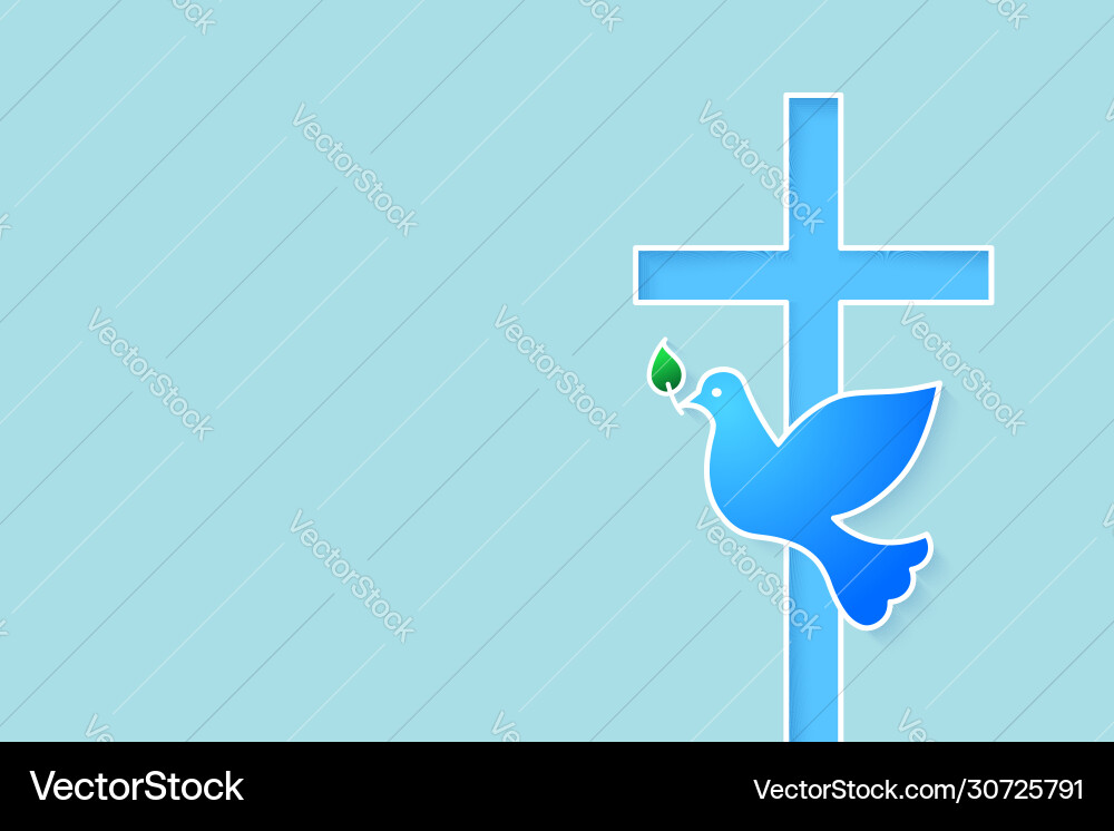 Dove and cross symbol with copy-space Royalty Free Vector