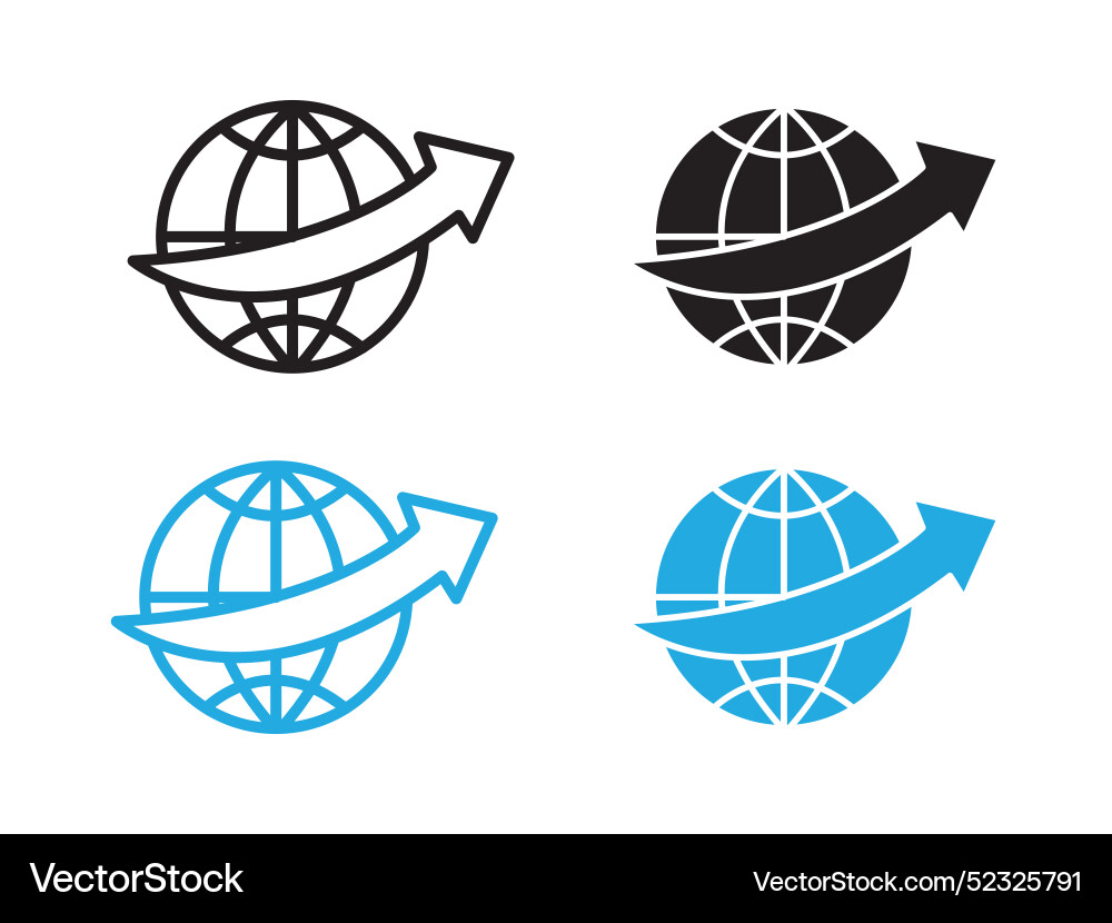 Globalization icon black and white outline sign Vector Image