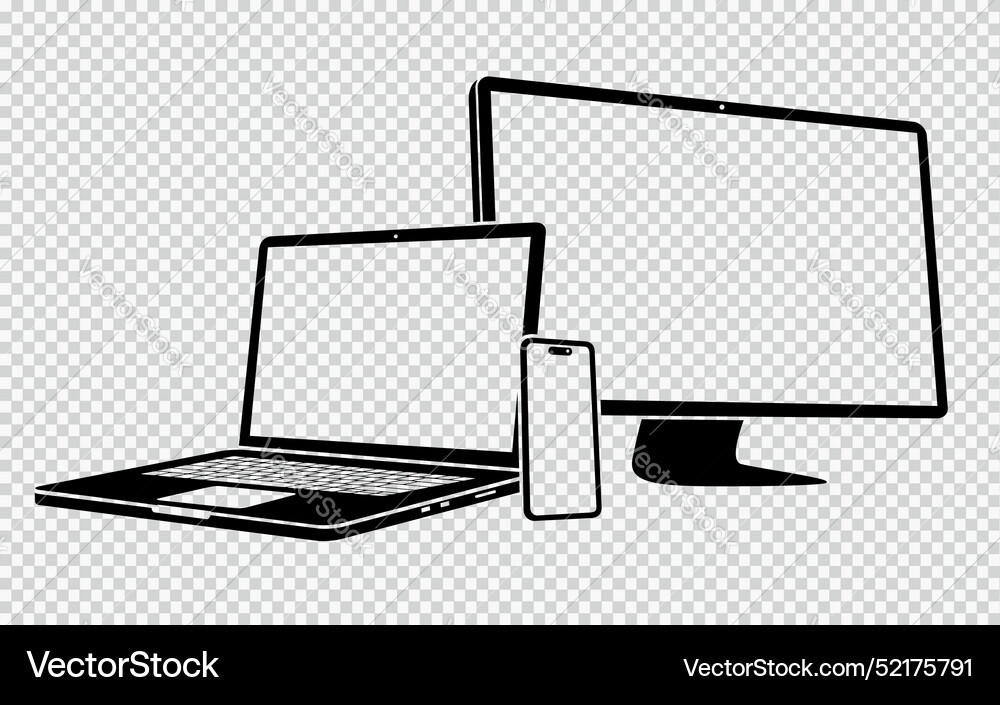 Mobile device icons smartphone laptop computer Vector Image