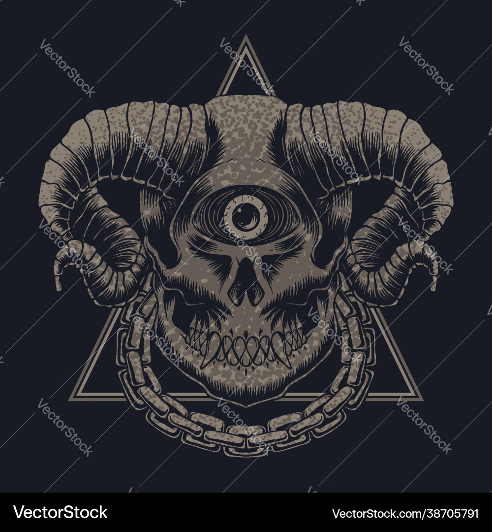 Monster skull one eye Royalty Free Vector Image