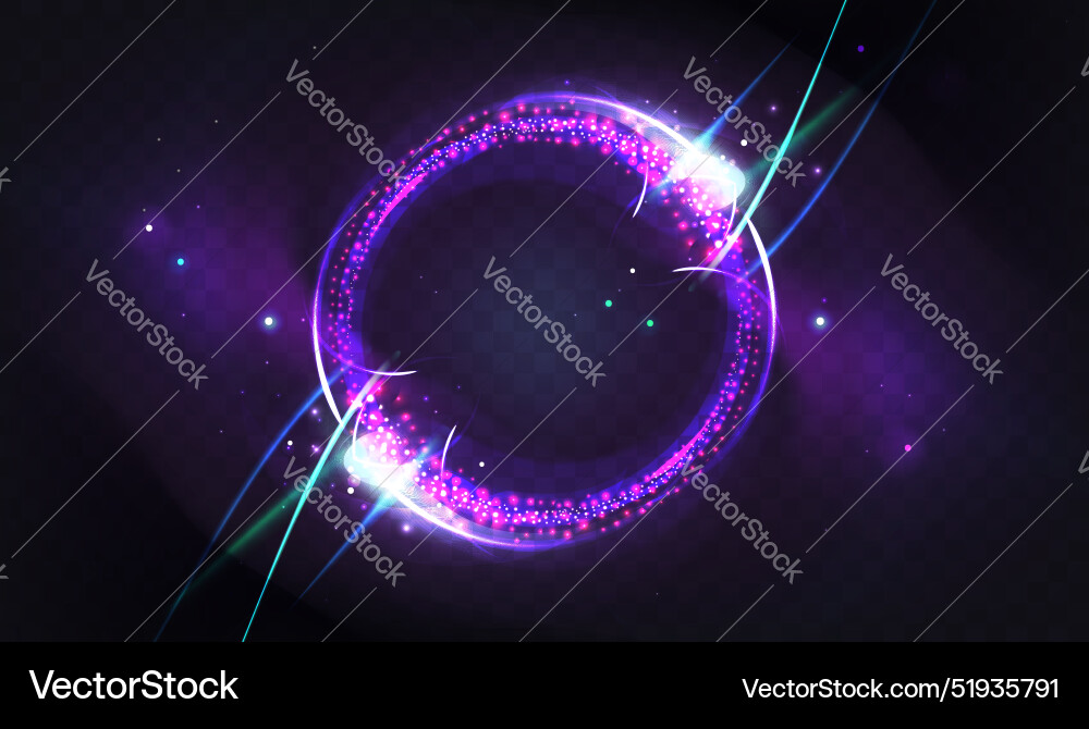Neon light ring isolated on transparent background