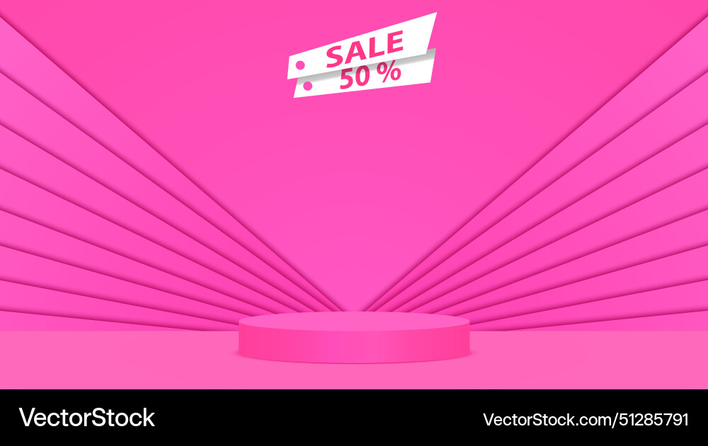 Pink podium in red studio room Royalty Free Vector Image