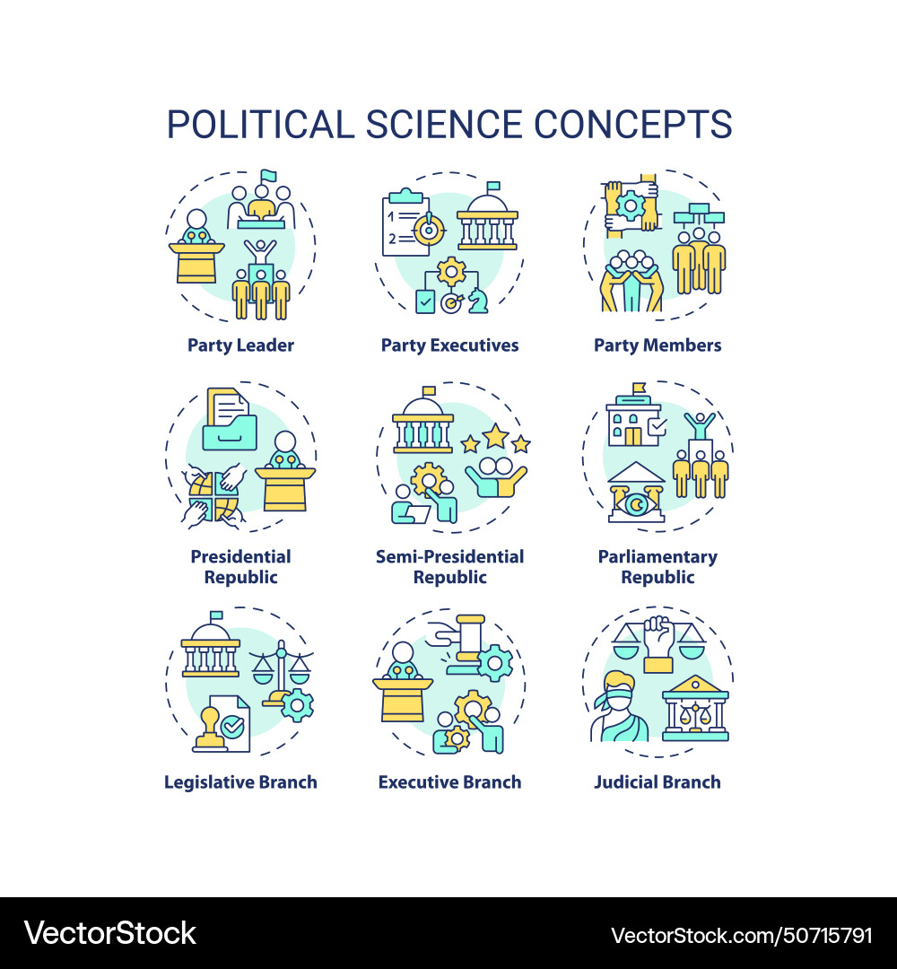 Political science multi color concept icons Vector Image