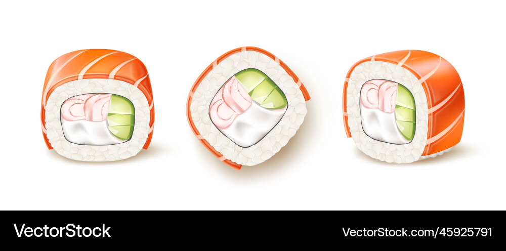 Realistic sushi roll classic japanese Royalty Free Vector