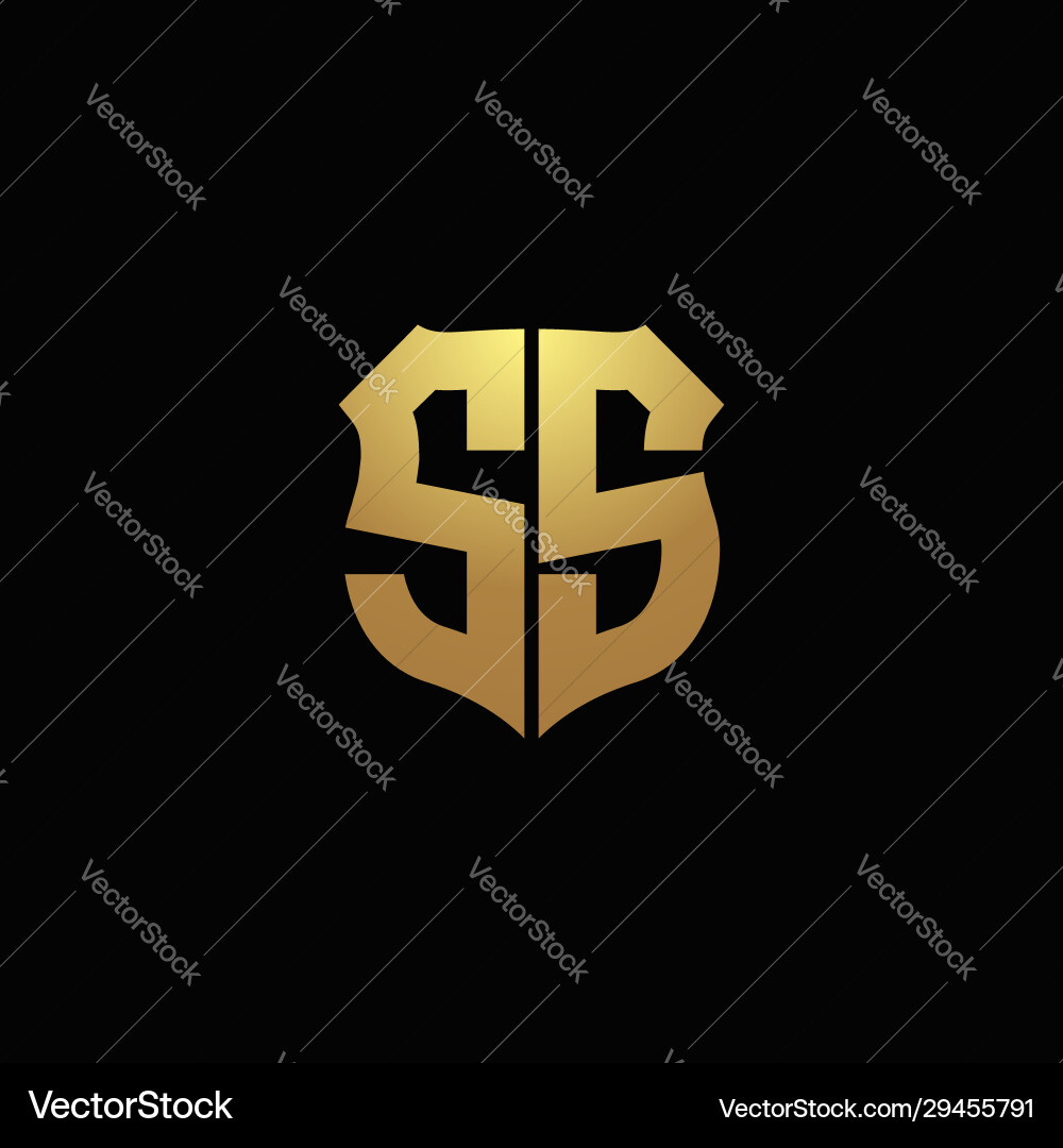 Ss logo monogram with gold colors and shield Vector Image
