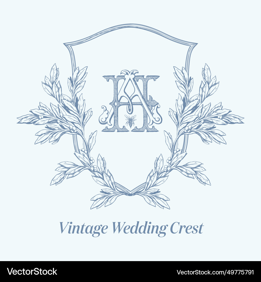 Wedding crest with ah initial vintage monogram Vector Image