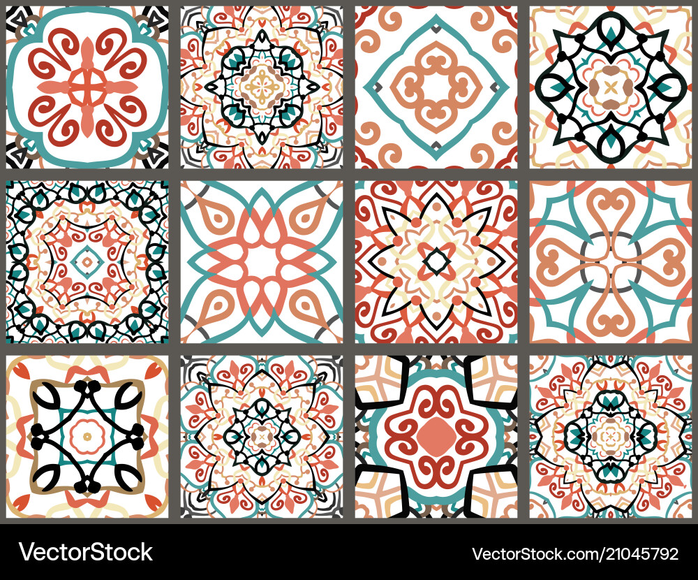Arabic decorative tiles Royalty Free Vector Image