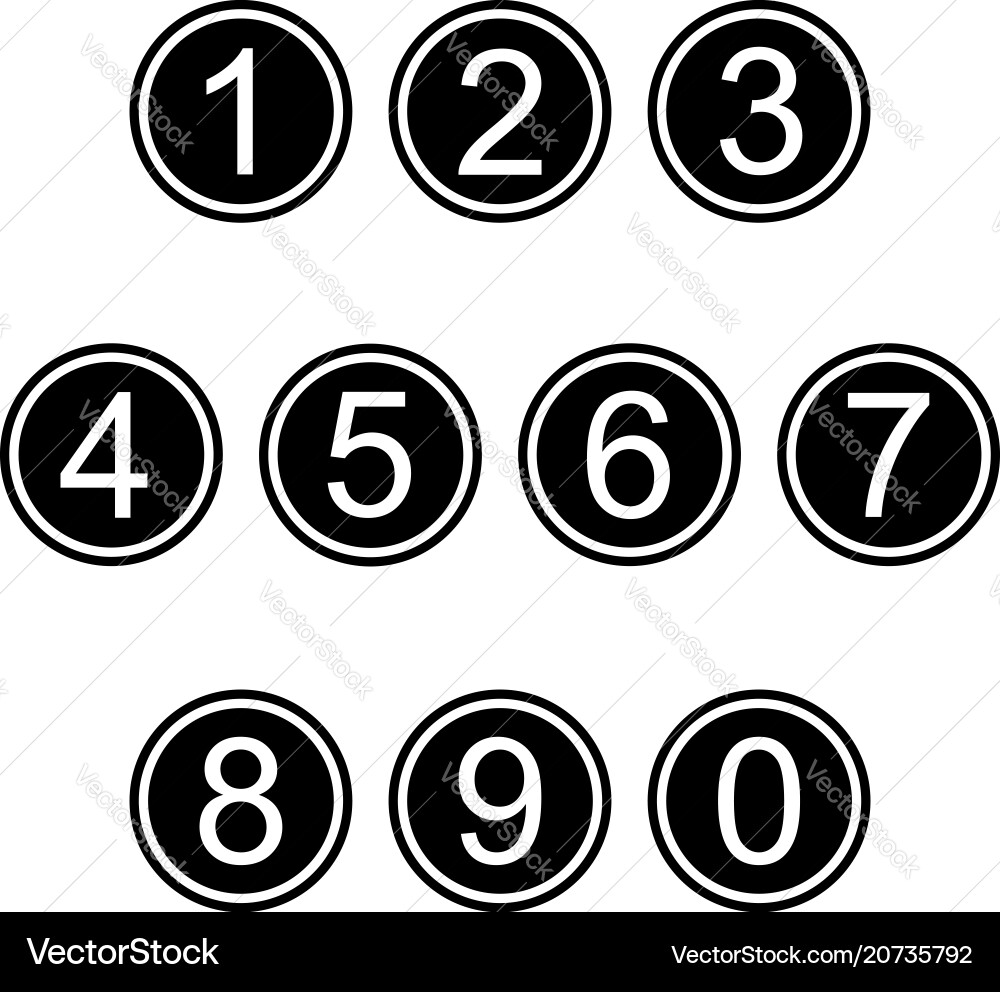 Black and White Number Icons Royalty Free Vector Image
