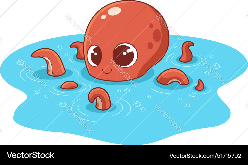 Cute octopus in water cartoon Royalty Free Vector Image