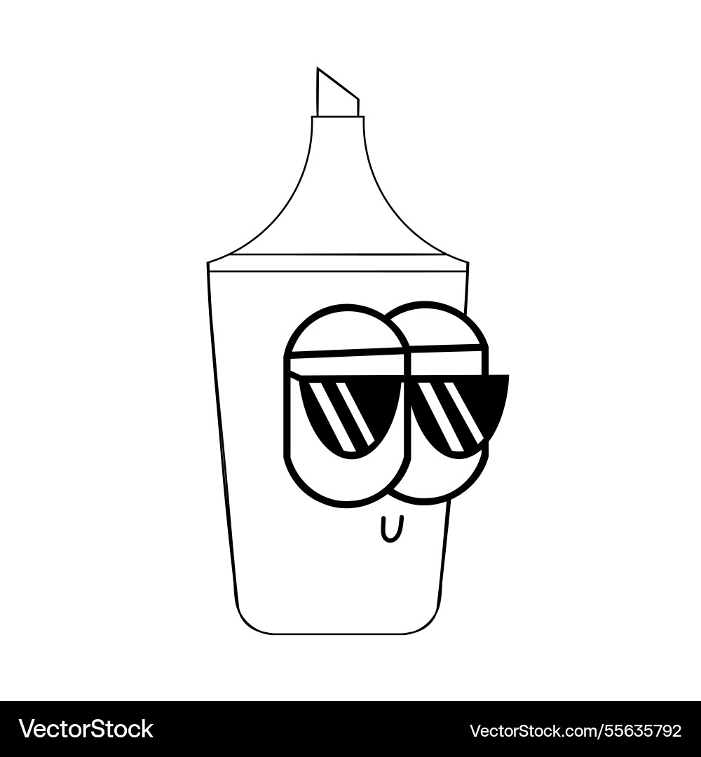 Doodle cute character highlighter sticker outline Vector Image