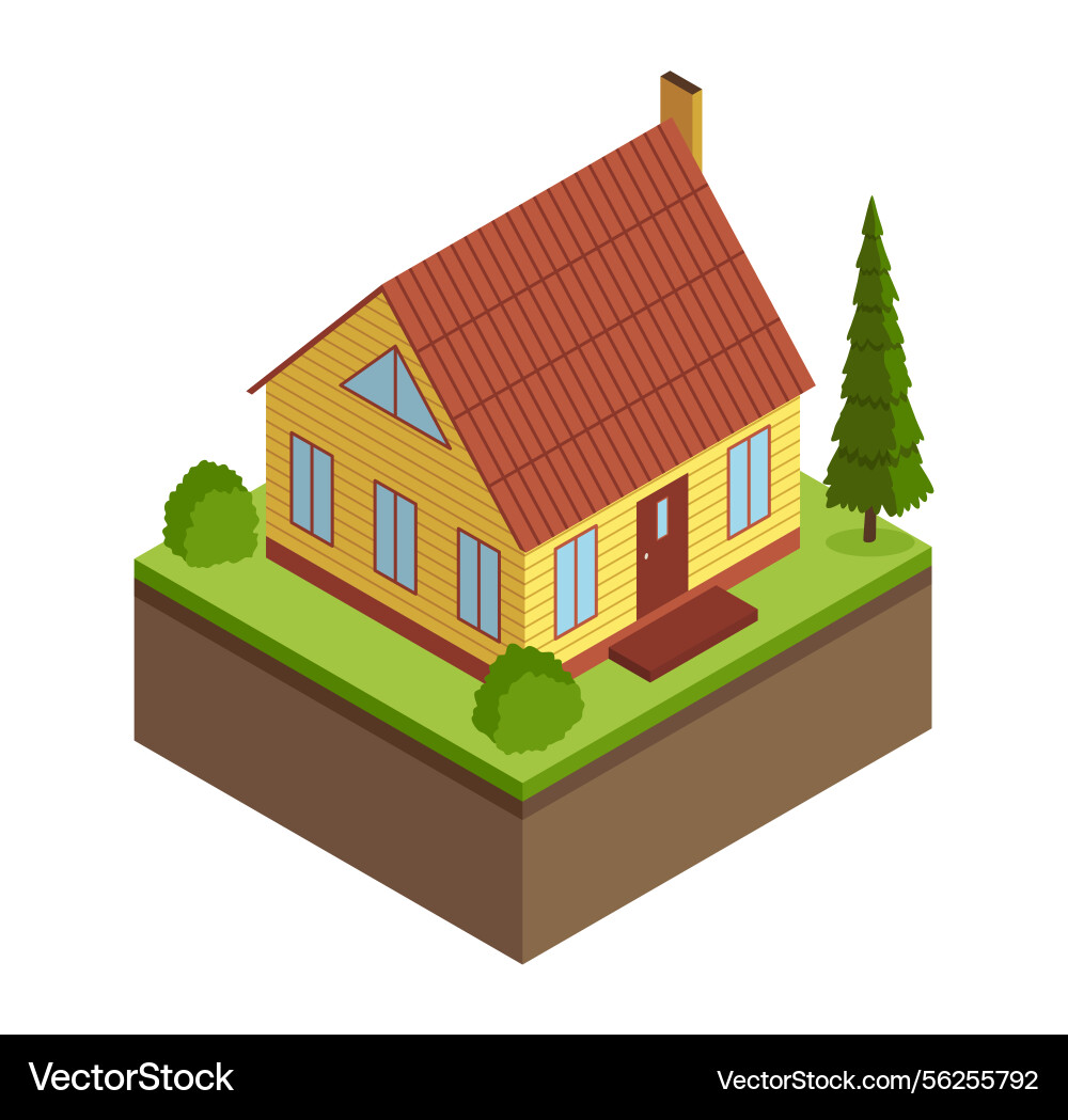 House construction isometric stage visualization Vector Image