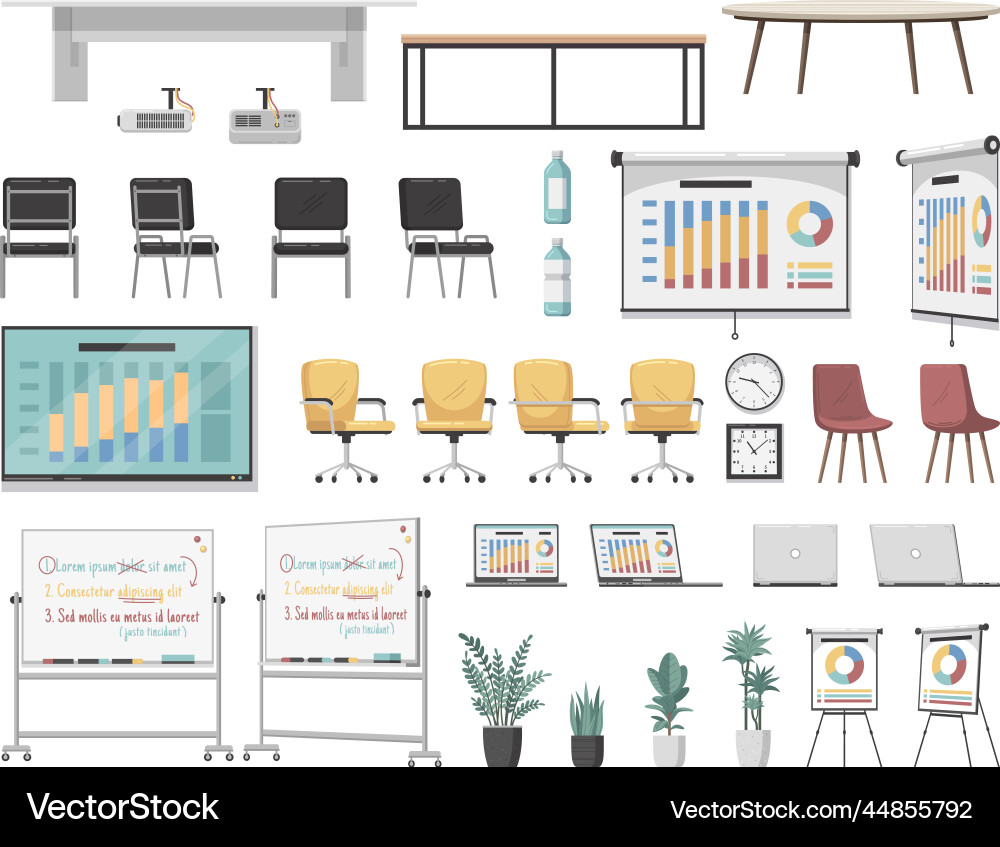 Meeting room cartoon set Royalty Free Vector Image