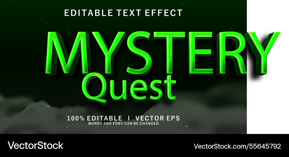 Mystery quest text effect with modern style Vector Image