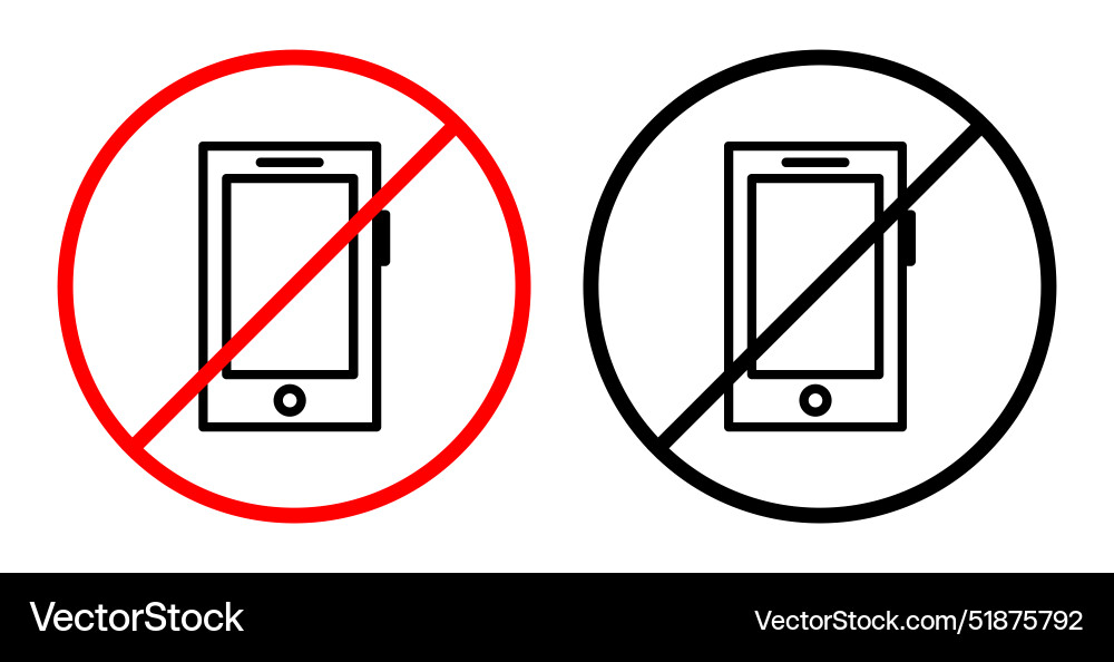 No mobile phone icon outline flat Royalty Free Vector Image