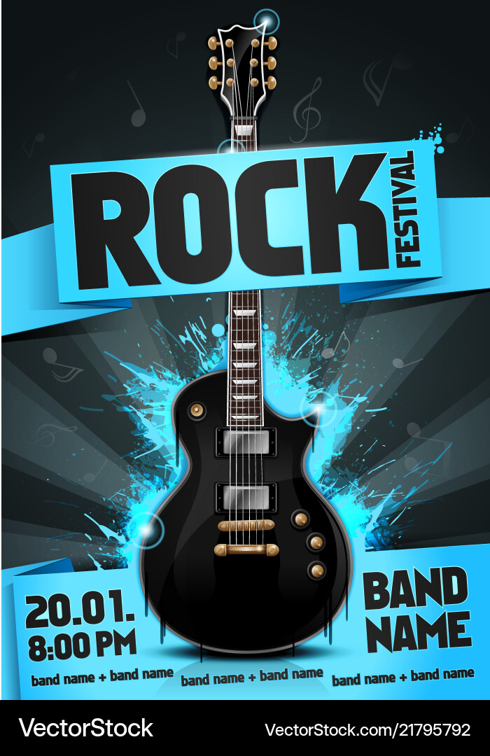 Rock Festival Flyer Template Royalty Free Vector Image